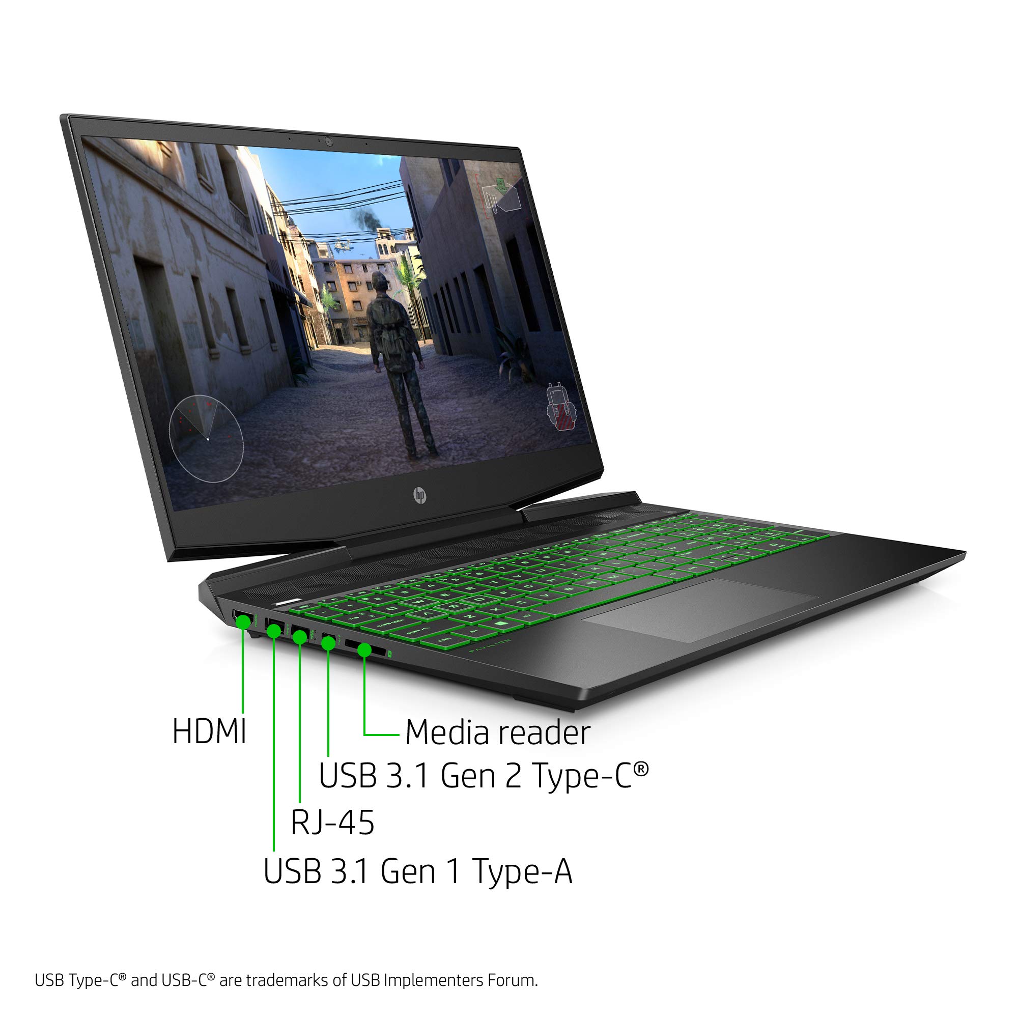 HP Pavilion Gaming 15.6-Inch Micro-EDGE Laptop, Intel Core i5-9300H Processor, NVIDIA GeForce GTX 1650 (4 GB), 8 GB SDRAM, 256 GB SSD, Windows 10 Home (15-dk0020nr, Shadow Black/Acid Green)