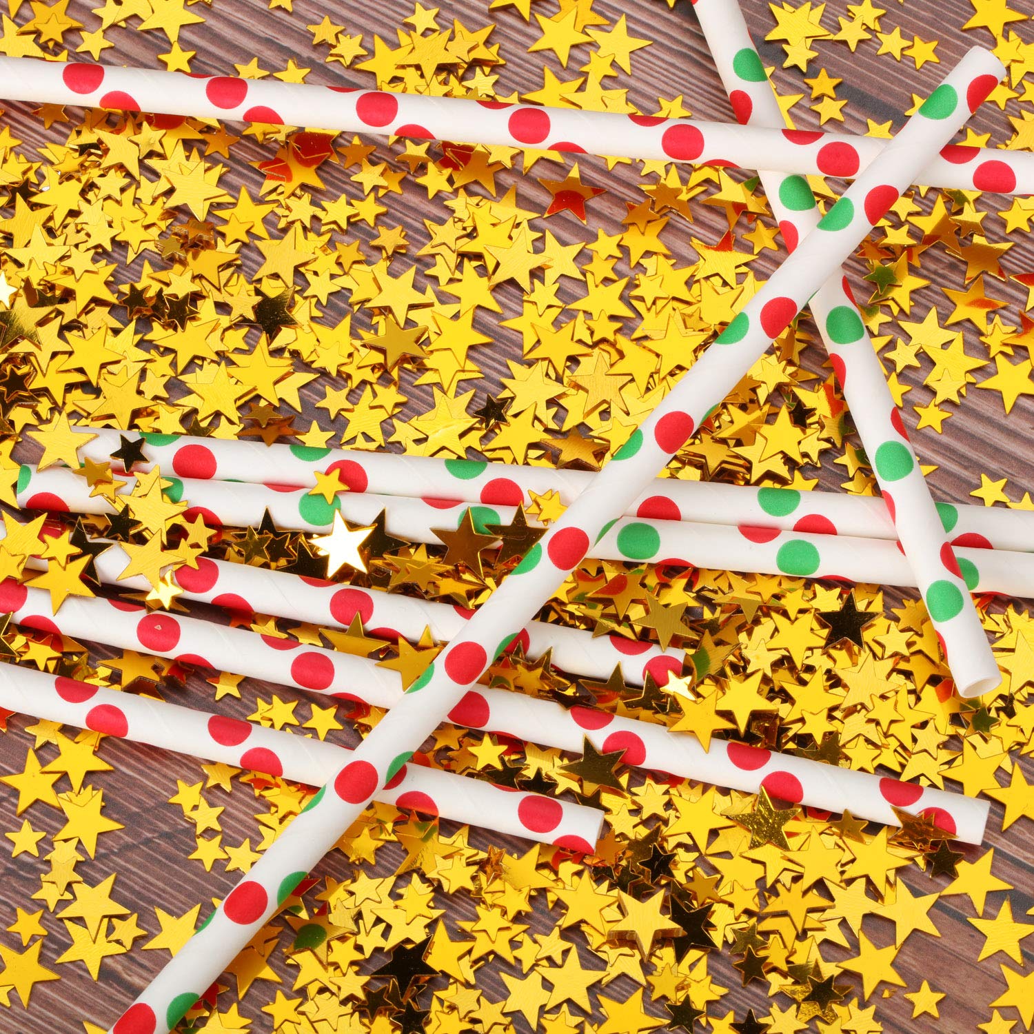 HESTYA 60g Star Confetti Glitter Table Confetti Metallic Foil Stars for Party Wedding Festival Decorations(Gold,10mm and 6mm)