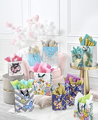 Papyrus 9" Medium Gift Bag (Purple Floral) for Birthdays, Weddings, Bridal Showers and All Occasions (1 Bag)