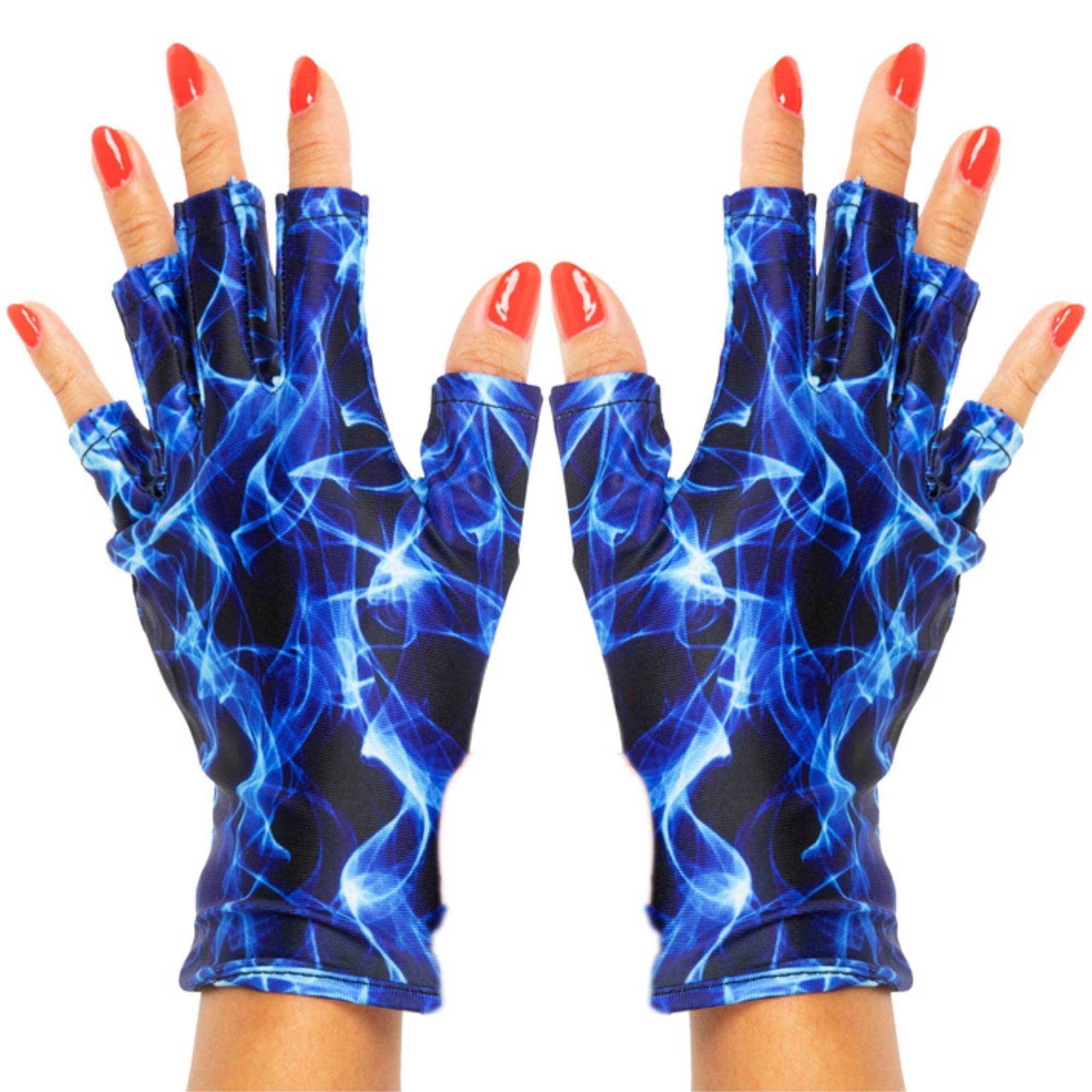 ManiGlovz - Original UPF 50+ UV Protective Nail Gloves | Gel Manicure Gloves & Anti-UV Fingerless for Women | Sun Protection for Driving | Making Waves Print