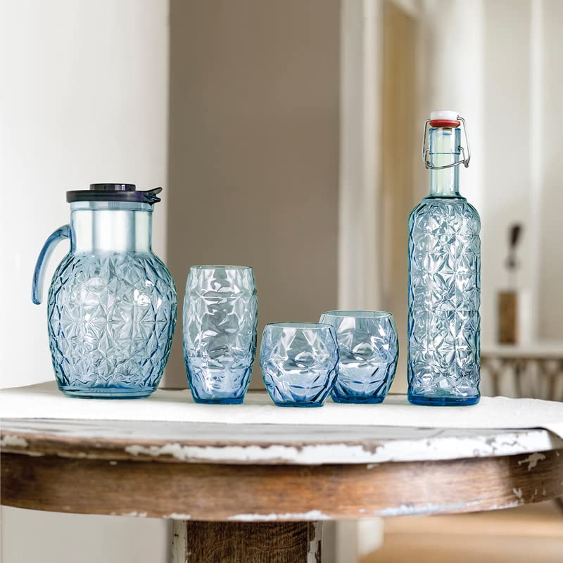 Bormioli Rocco Oriente Water Glass, Set of 6, 13.5 oz, Cool Blue