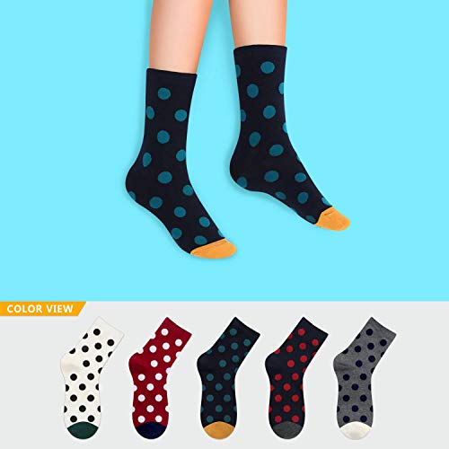 kikiya socks Women Crew | 4-6 Pairs Smiley Face Print Red Heart Preppy Design Fruit Graphic Cute Girls Cotton Socks | US 6-8