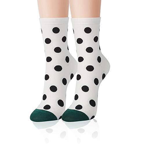 kikiya socks Women Crew | 4-6 Pairs Smiley Face Print Red Heart Preppy Design Fruit Graphic Cute Girls Cotton Socks | US 6-8