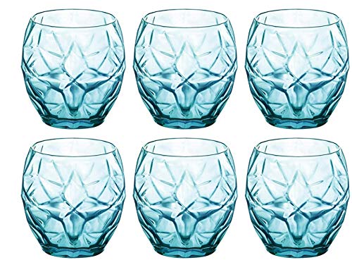 Bormioli Rocco Oriente Water Glass, Set of 6, 13.5 oz, Cool Blue