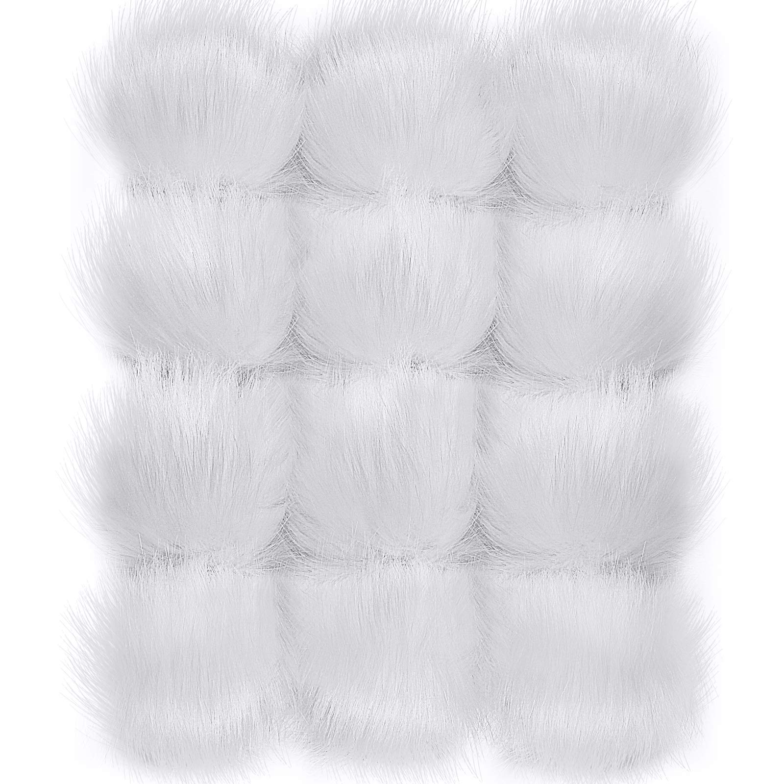 Tatuo 14 Pieces Faux Fur Pom Ball DIY Fur Poms for Hats Keychain Charms Knitting Hat Accessories (White)