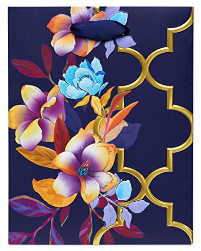 Papyrus 9" Medium Gift Bag (Purple Floral) for Birthdays, Weddings, Bridal Showers and All Occasions (1 Bag)