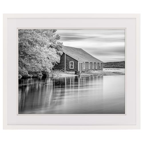 Gallery Solutions - 20"x24" White Frame - Double White Mat - Wall/Tabletop Display - Perfect Fit for 16"x20" Photos - Versatile Mounting Options - Rectangular Tabletop - Poster Frame