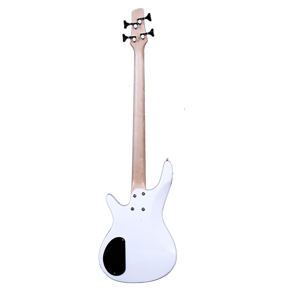 Exquisite Stylish IB Bass Guitar with Power Line and Wrench Tool (White)