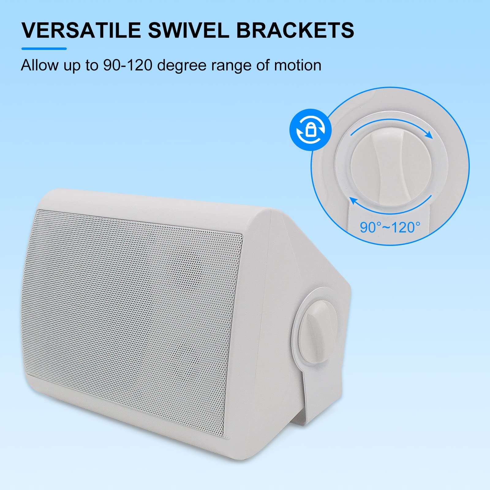 Herdio 5.25 Inch 300 Watts Indoor Outdoor Bluetooth Speakers Waterproof Wall Mount Speakers Wired System All Weather Resistant for Patio Porch Home Theather Backyard(White)