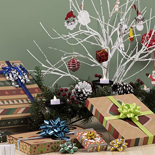 JOYIN 42 PCS Christmas Gifts Bows Assortment, Self Adhesive Gift Bows for Gift Wrapping, Present, Holiday, Wedding, Party Decoration