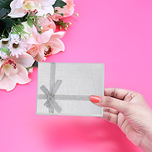 Kurtzy Silver Paper Jewelry Display Gift Boxes (12 Pack) - 9 x 7cm / 3.54 x 2.76 Inches - Cardboard Packaging Box Set with Foam Inserts for Earrings, Necklaces, Bracelets & Rings