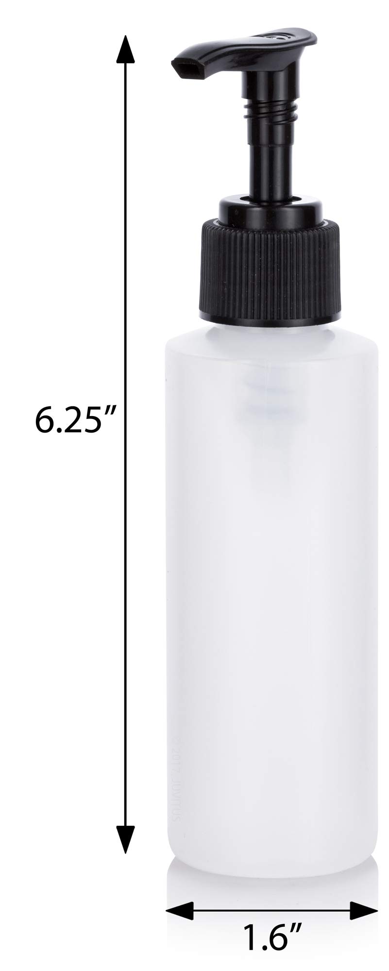 4 oz Clear Natural Refillable Plastic Squeeze Bottle with Black Lotion Pump (6 Pack) + Labels