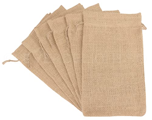 CleverDelights 6" x 10" Burlap Bags with Drawstring - 10 Pack