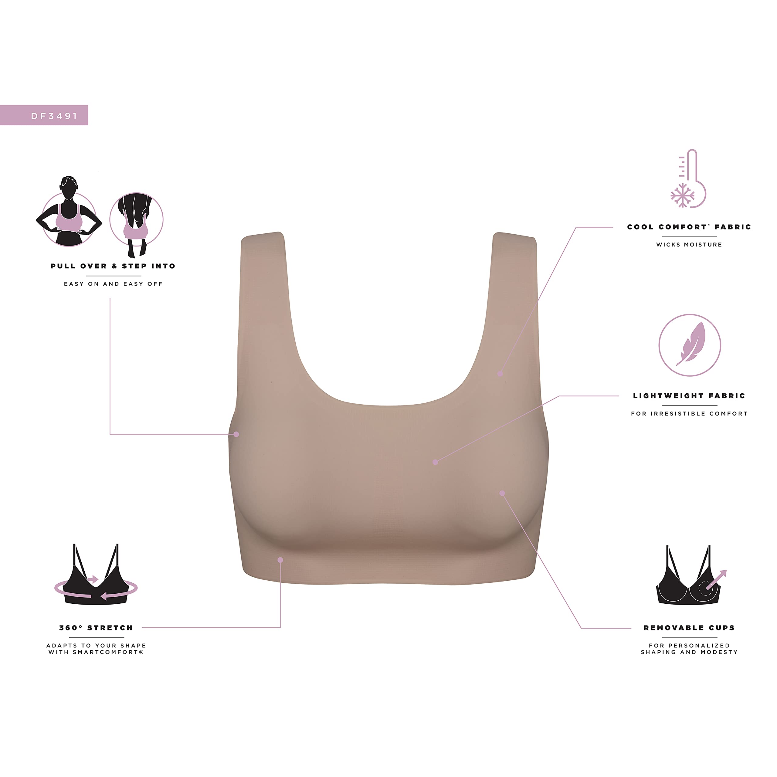 Bali womens Comfort Revolution Easylite Seamless Wireless Df3491 Full Coverage Bra, Nude, Large US