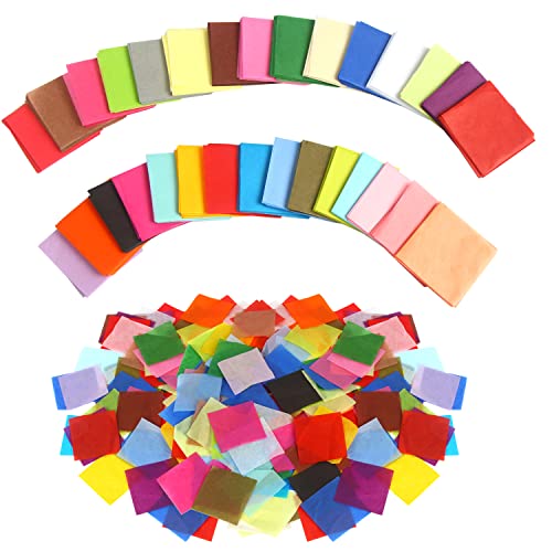 CCINEE 6000 Pcs 2 Inch Tissue Paper Squares, 30 Assorted Colors Art Rainbow Tissue Paper Multicolor Tissue Mosaic Squares for Arts Craft Classroom DIY Project Scrapbooking Party Supply