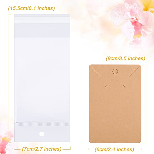 ovsor 500 Pcs Earring Cards - Earring holder Cards with 500 Pcs Bags, Earring Display Cards for Earrings Necklace Display and Jewelry Packaging