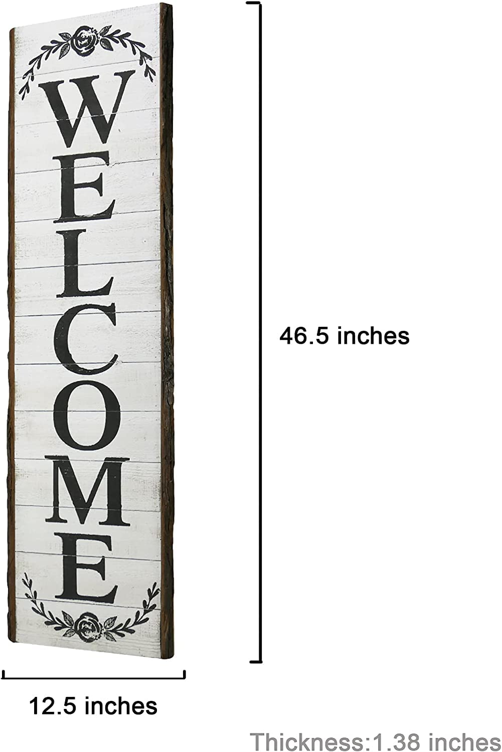 NIKKY HOME Large Vertical Welcome Word Sign for Porch Front Door Entryway Rustic Wooden Plaque Wall Hanging Decor, 46.5 x 12.5 Inch