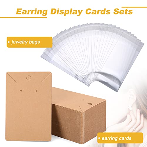 ovsor 500 Pcs Earring Cards - Earring holder Cards with 500 Pcs Bags, Earring Display Cards for Earrings Necklace Display and Jewelry Packaging