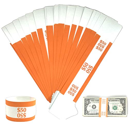 Money Bands Currency Sleeves Straps – Made in USA (Pack of 330 for $50) Self-Adhesive Money Wrappers for Bills Color Coded Wraps Meets ABA Standards, 7.5 x 1.25 inches – Counter Recyclable Kraft Paper