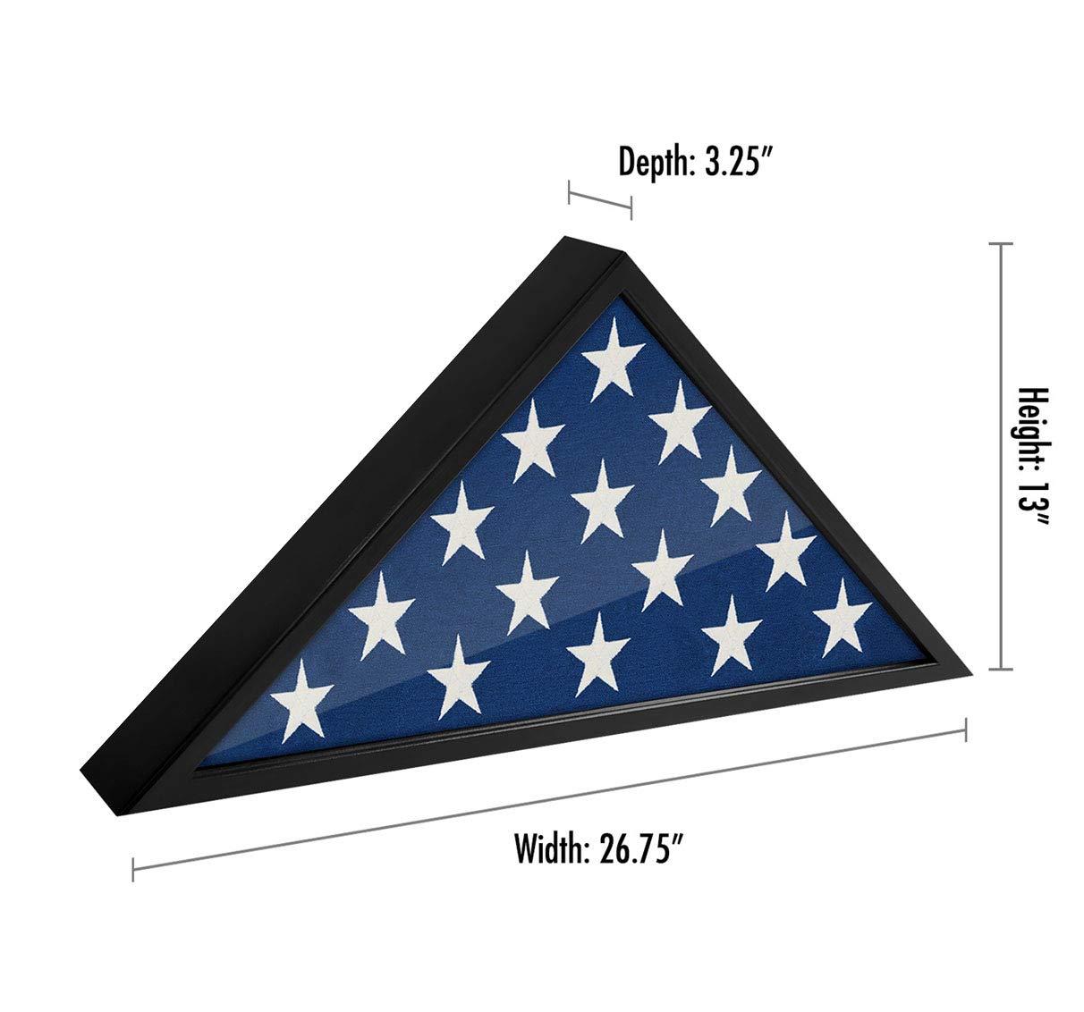 Americanflat Large Flag Display Case for Burial Flag - Fits Folded 5 x 9.5' Flag - Military Flag Case - Silhouette Collection - Flag Box Display Case for Wall or Tabletop - Black