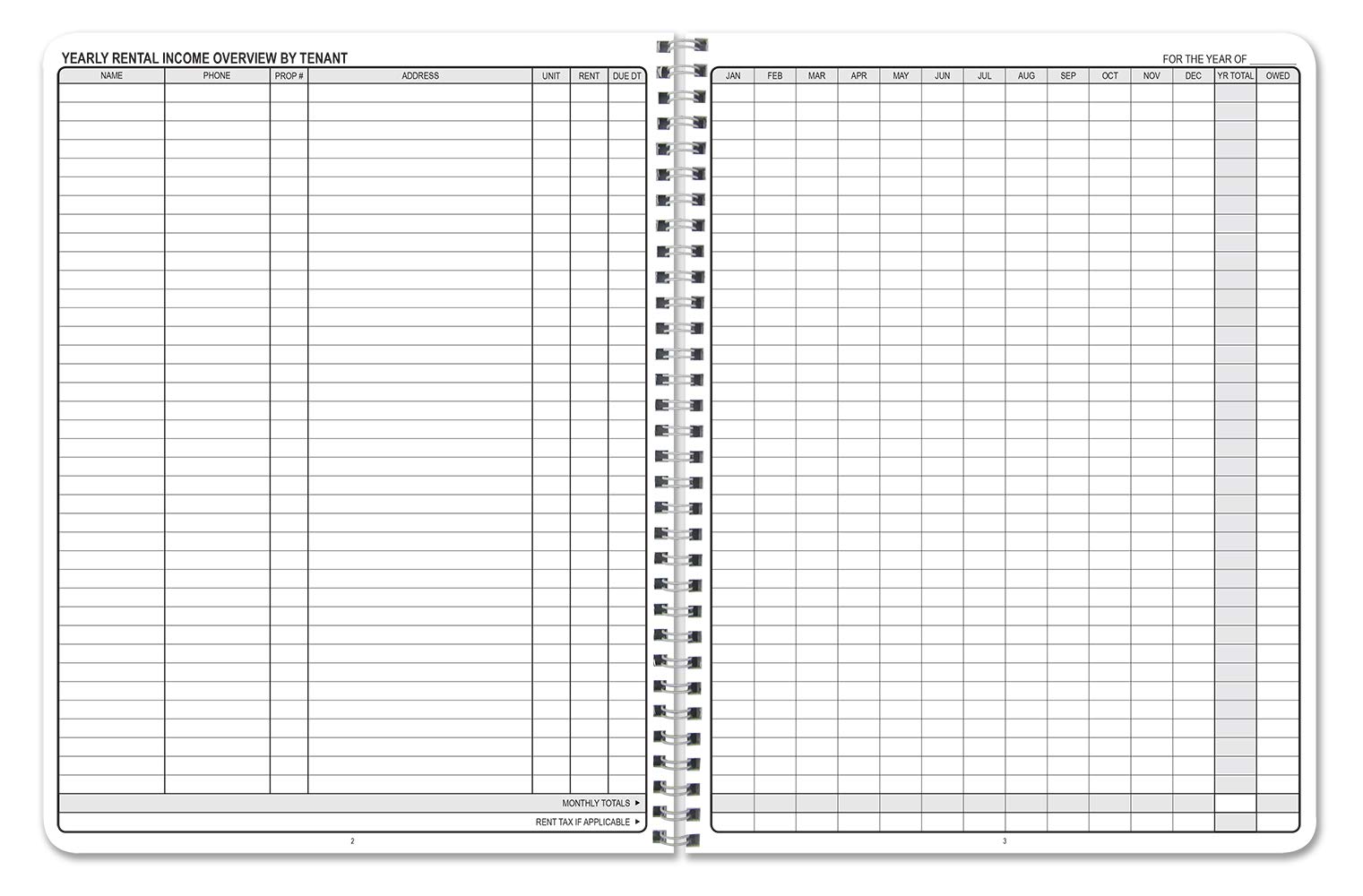 BookFactory Rental Property Record Book/Landlord Renter Record Keeping Log Book - Wire-O, 100 Pages, 8.5" x 11" (LOG-100-7CW(RentalProperty)-RX)