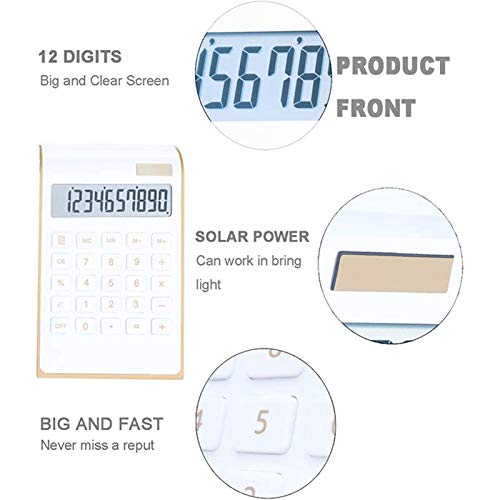 Business Calculator, Ultra Thin Solar Power Calculator Big Button Design Office Calculator Office Supplies Various Financial calculations for Financial Officer(White)