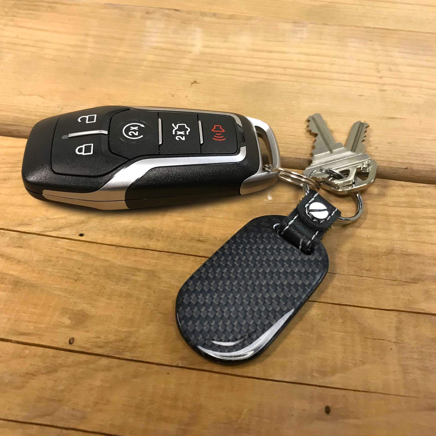 iPick Image Made for Honda Red Logo Civic Si 100% Real Black Carbon Fiber Tag Style Key Chain