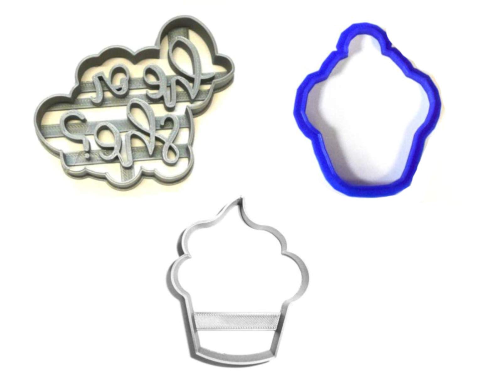 CUPCAKE OR STUD MUFFIN GENDER REVEAL BABY SHOWER SET OF 3 COOKIE CUTTERS MADE IN USA PR1204