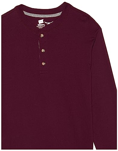 Hanes mens Beefy Long Sleeve Three-button Henley Shirt, Mulled Berry, Medium US
