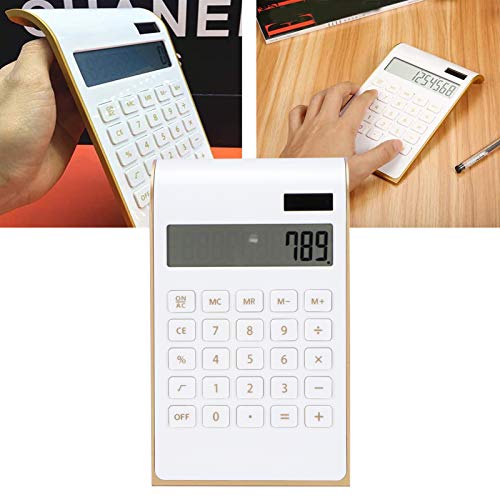 Business Calculator, Ultra Thin Solar Power Calculator Big Button Design Office Calculator Office Supplies Various Financial calculations for Financial Officer(White)