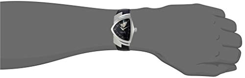 Hamilton Watch Ventura Open Heart Auto | Swiss Made | 34.7mm x 53.5mm Stainless Steel Case | Black Dial Analog Watch | Black Leather Strap (Model: H24515732)