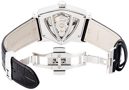 Hamilton Watch Ventura Open Heart Auto | Swiss Made | 34.7mm x 53.5mm Stainless Steel Case | Black Dial Analog Watch | Black Leather Strap (Model: H24515732)
