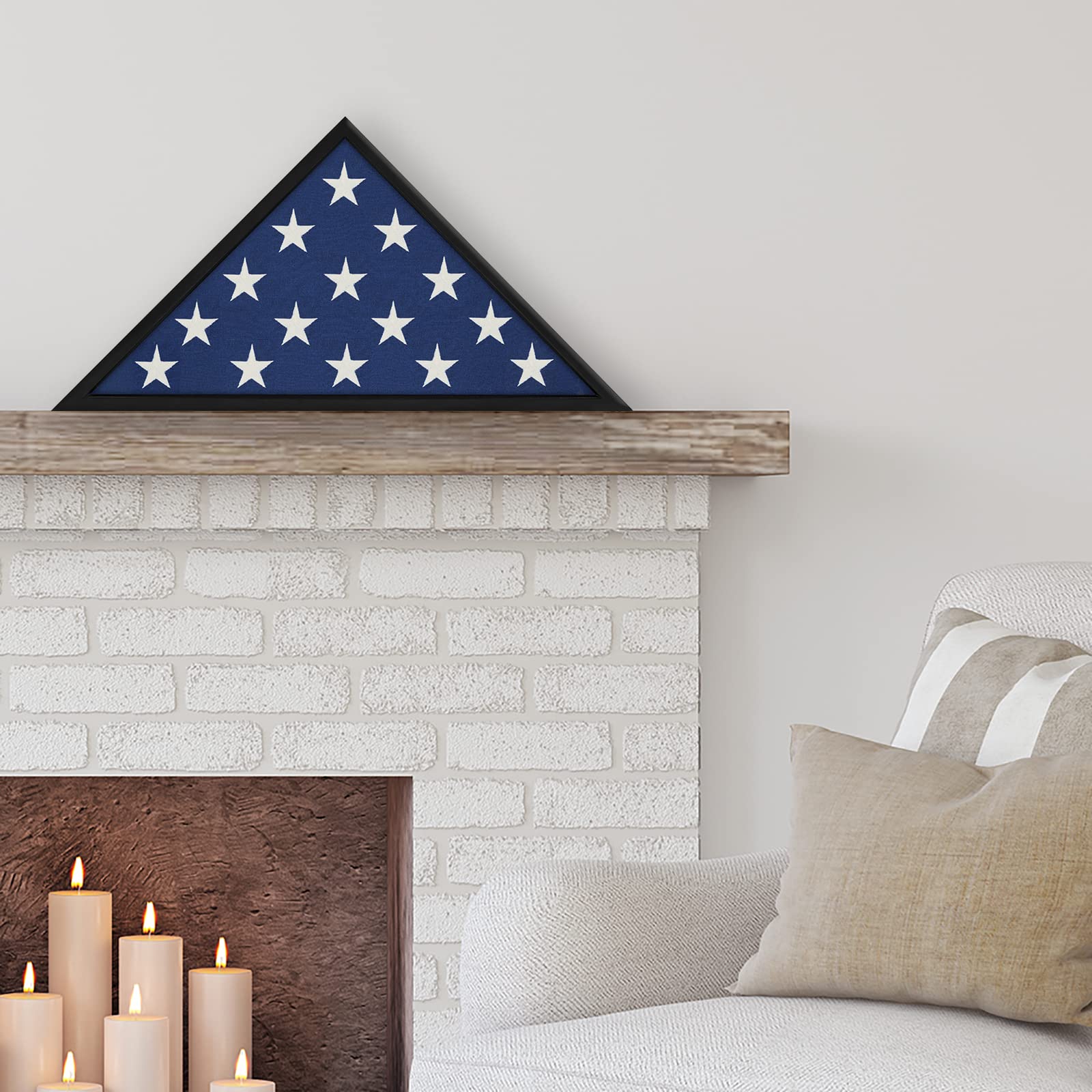 Americanflat Large Flag Display Case for Burial Flag - Fits Folded 5 x 9.5' Flag - Military Flag Case - Silhouette Collection - Flag Box Display Case for Wall or Tabletop - Black