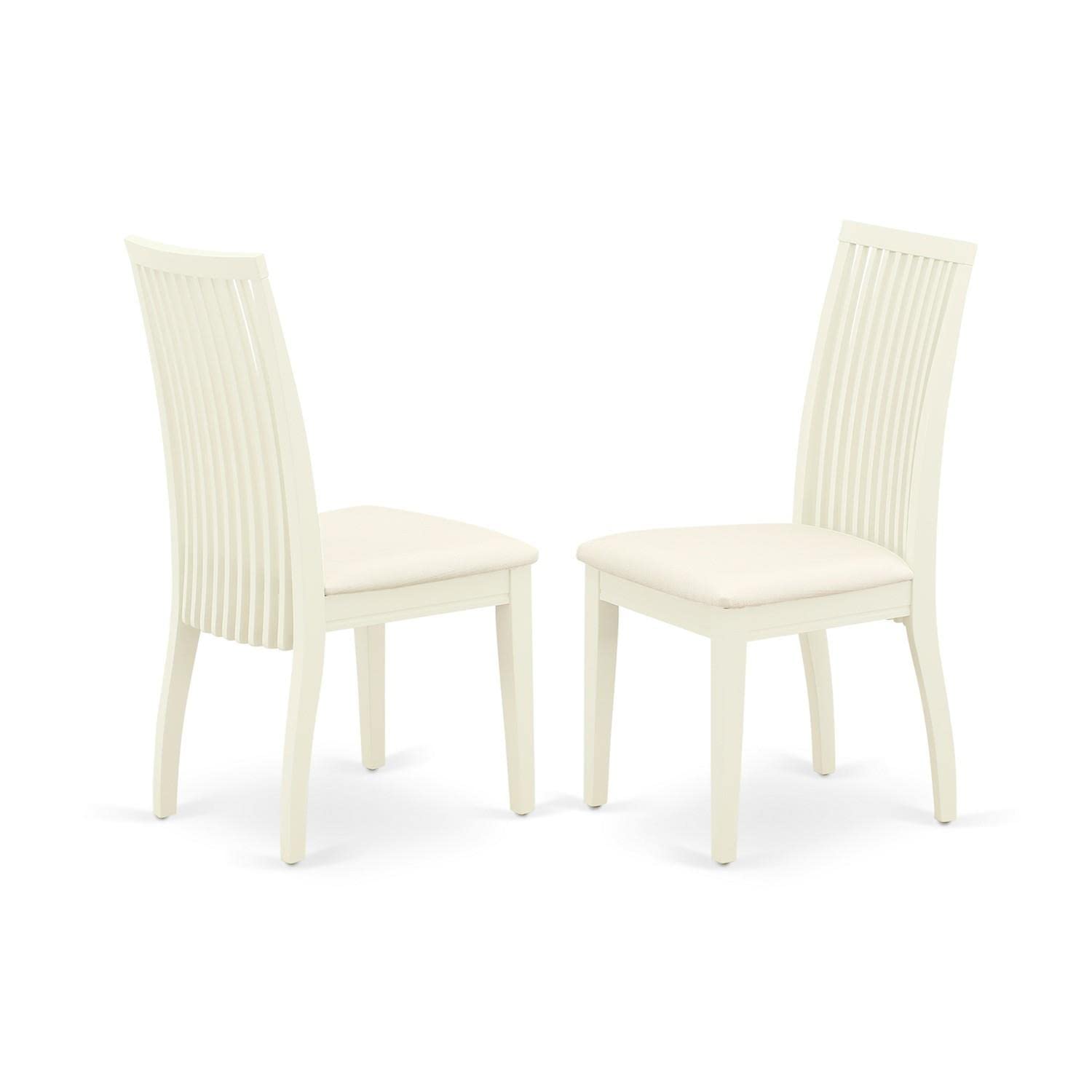 East West Furniture SHIP5-WHI-C 5 Piece Dining Room Furniture Set Includes a Round Kitchen Table with Pedestal and 4 Linen Fabric Upholstered Dining Chairs, 42x42 Inch, Linen White