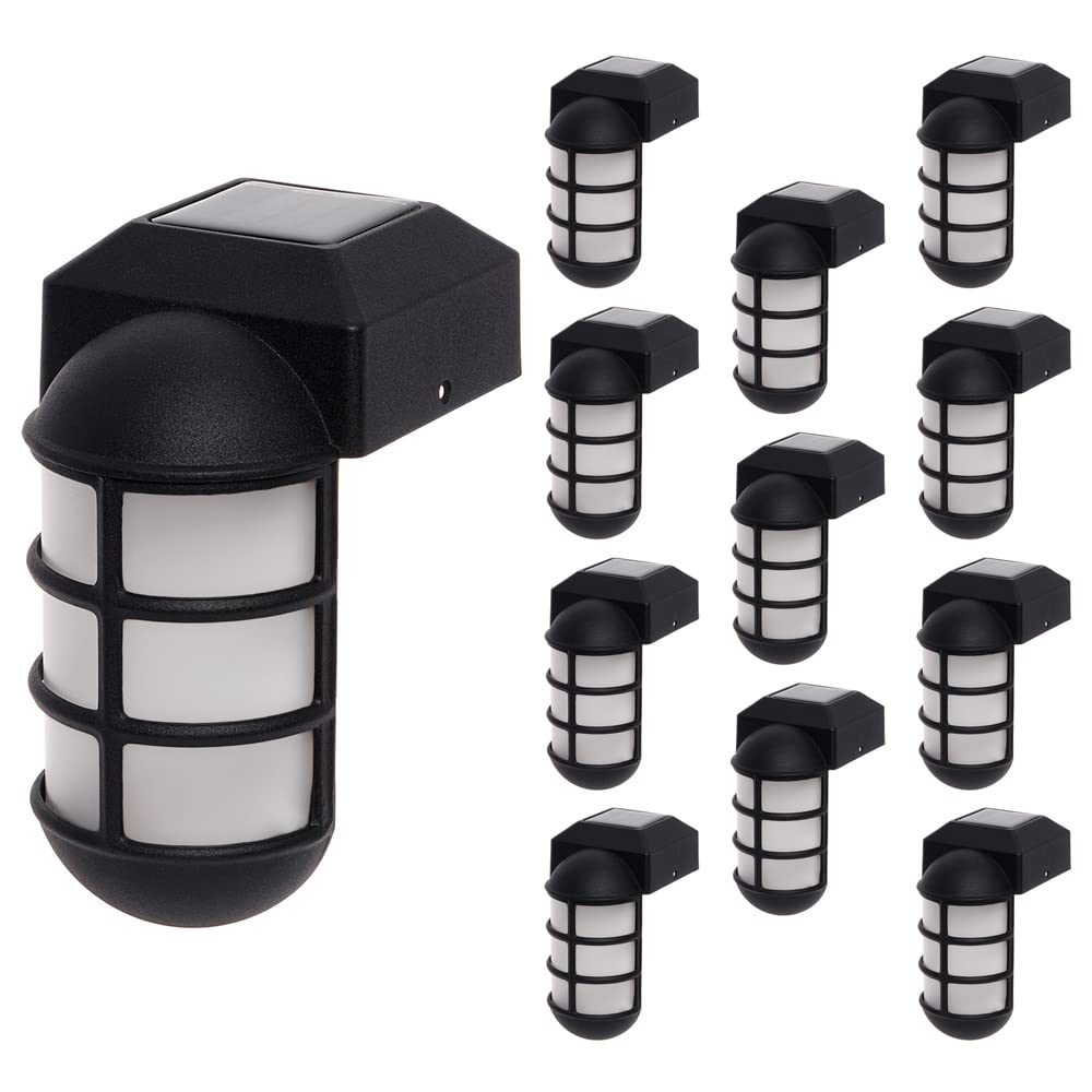 GreenLighting Marina Solar Post Cap Lights Fits 4x4 Nominal Wood Outdoor Solar Powered Post Cap Light, Fence Post, Landscaping, Deck, Garden- Bright LED, Waterproof Nautical Lighting Black 12 Pack