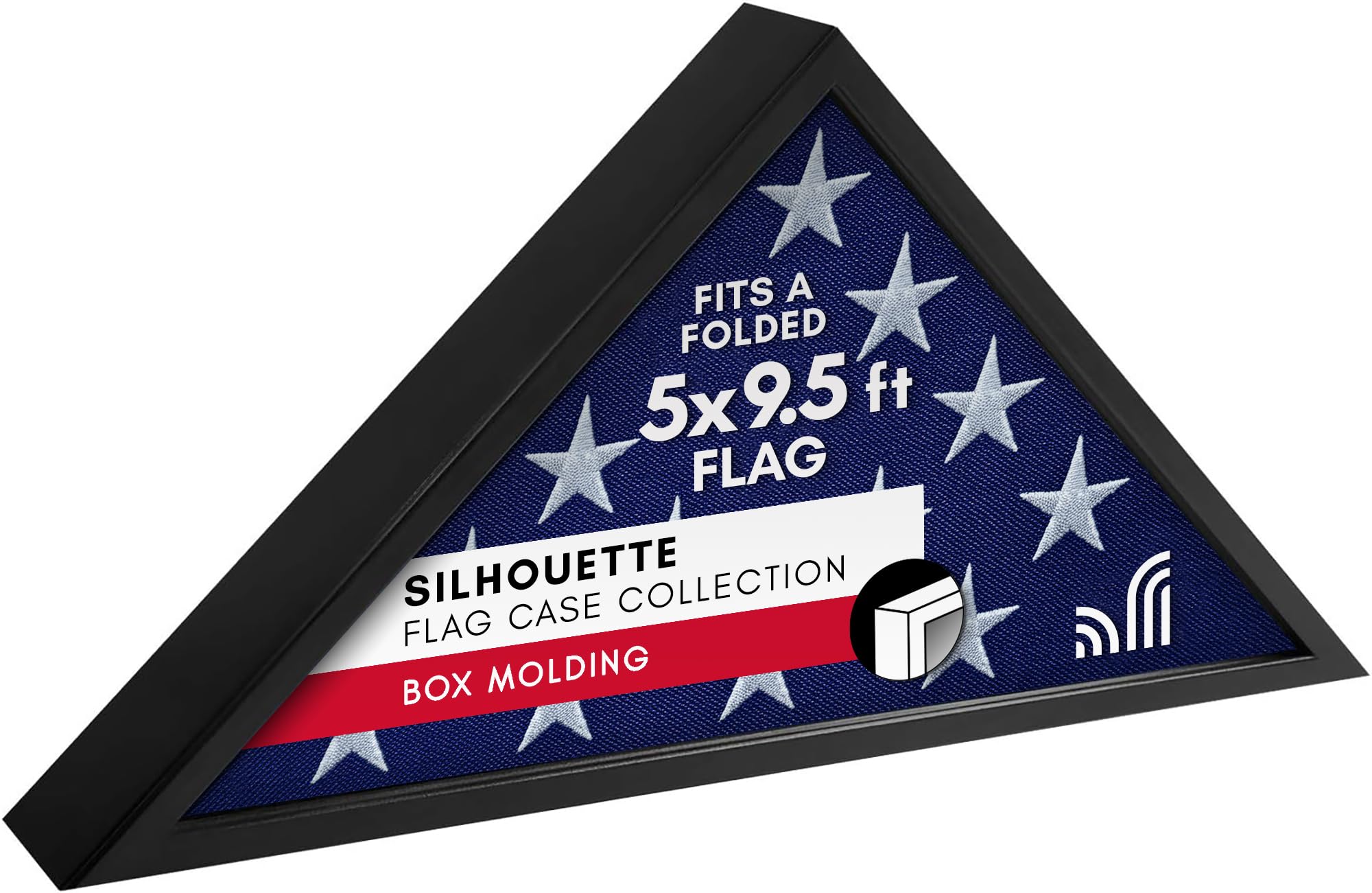 Americanflat Large Flag Display Case for Burial Flag - Fits Folded 5 x 9.5' Flag - Military Flag Case - Silhouette Collection - Flag Box Display Case for Wall or Tabletop - Black
