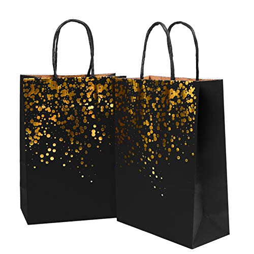 Cooraby 20 Pieces Paper Party Bags Dot Bronzing Kraft Paper Bag Hen Party Bags Bride Gift Bag with Handle for Party Favours