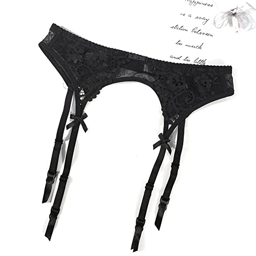 Sexy Lace Suspender Garter Belt for Thigh High Stockings (N019DD-Black-M)