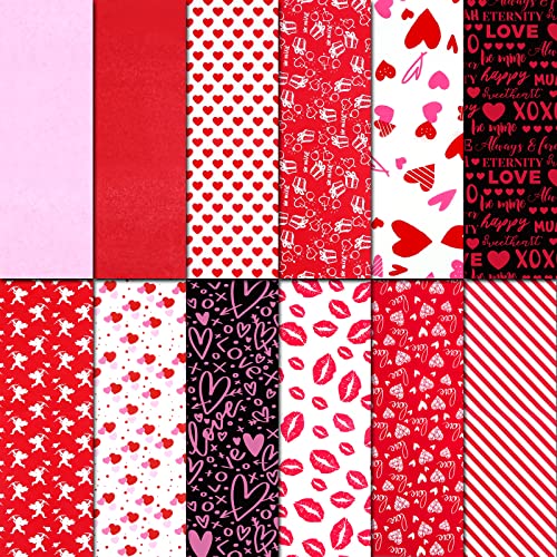 120 Sheets Tissue Paper Gift Wrapping Paper 12 Design Red Heart Pattern Decorative Paper Art Tissue for Mother's Day Wedding Birthday Baby Shower Gift Bag Decoration