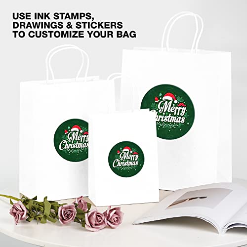 Packanewly Kraft Paper Bags with Handles, 105 PCS White - Eco-Friendly Gift Bags - Mixed Sizes: Small, Medium & Large for Retail, Gift, Shopping, Wedding, Birthday & Parties