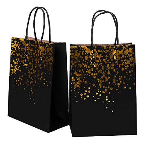 Cooraby 20 Pieces Paper Party Bags Dot Bronzing Kraft Paper Bag Hen Party Bags Bride Gift Bag with Handle for Party Favours
