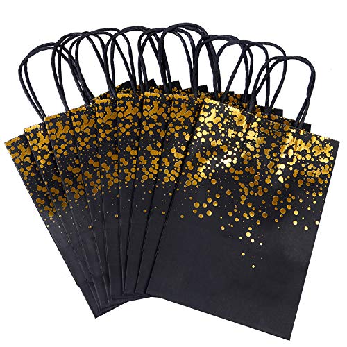 Cooraby 20 Pieces Paper Party Bags Dot Bronzing Kraft Paper Bag Hen Party Bags Bride Gift Bag with Handle for Party Favours