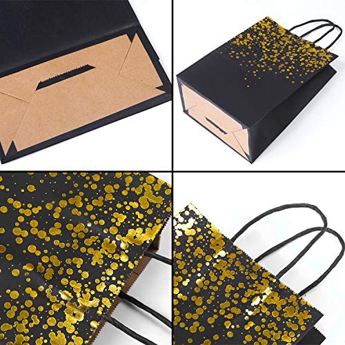 Cooraby 20 Pieces Paper Party Bags Dot Bronzing Kraft Paper Bag Hen Party Bags Bride Gift Bag with Handle for Party Favours