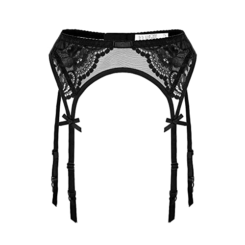 Sexy Lace Suspender Garter Belt for Thigh High Stockings (N019DD-Black-M)