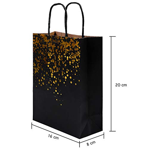 Cooraby 20 Pieces Paper Party Bags Dot Bronzing Kraft Paper Bag Hen Party Bags Bride Gift Bag with Handle for Party Favours