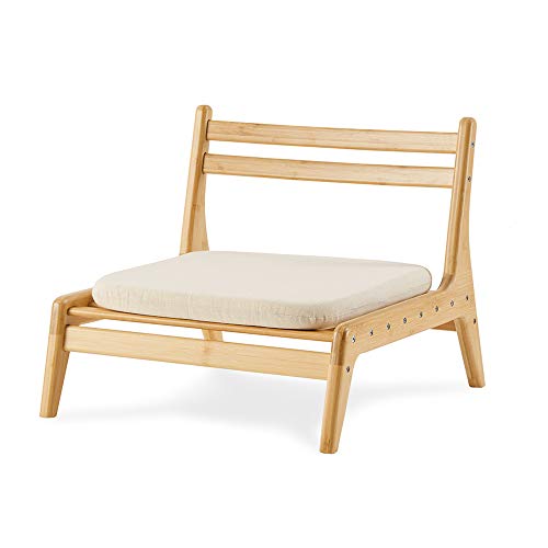 CENZEN Bamboo Floor Chair for Sitting on The Floor Unique Janpanese Meditation Chair Seat with Cushion for Living Room Balcony Chair Accent Furniture, Large
