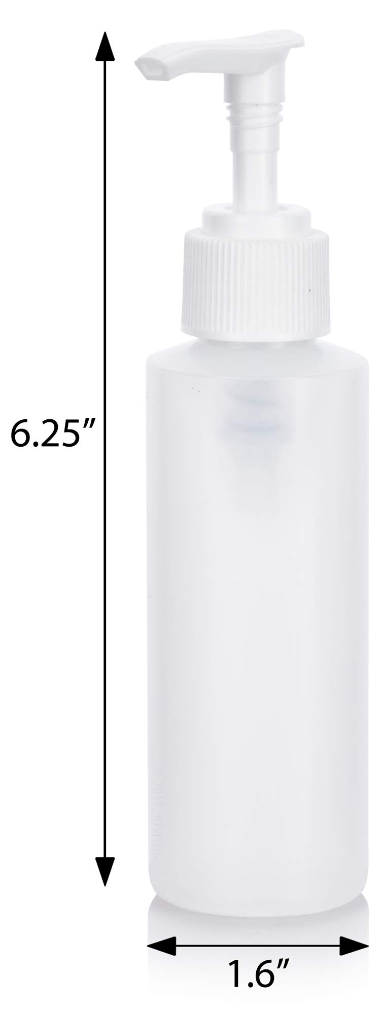 JUVITUS 4 oz Clear Natural Refillable Plastic Squeeze Bottle with White Lotion Pump Dispenser (6 Pack)