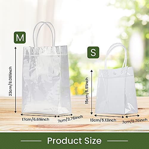 RAYNAG 6 Pack Transparent PVC Gift Wrap Bag with Handles, Reusable Merchandise Retail Shopping Bags, S