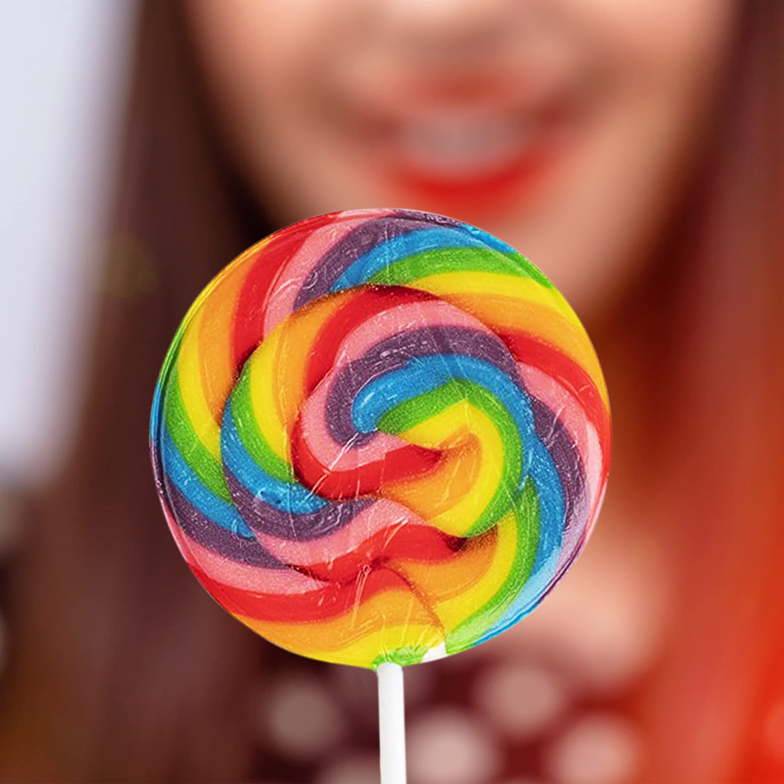 24 Rainbow Lollipops Individually Wrapped Non Broken 12 Large Swirl Lollipop 3" and 12 Large Twisty Pops, Perfect Suckers for Gift, and Holiday Decorations,