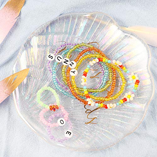 DICOBD Craft Beads Kit 10800pcs 3mm Glass Seed Beads and 1200pcs Letter Beads for Friendship Bracelets Jewelry Making Necklaces and Key Chains with 2 Rolls of Cord